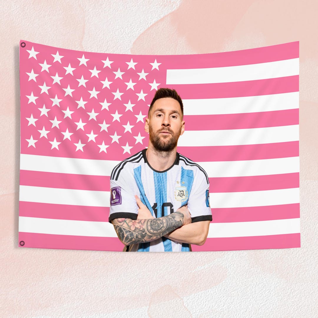 Lionel Messi | Pink Flag | Messi Photo | Pink USA America Flag | Soccer ...
