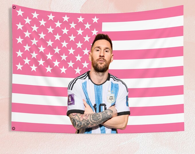 Lionel Messi | Pink Flag | Messi Photo | Pink USA America Flag | Soccer ...