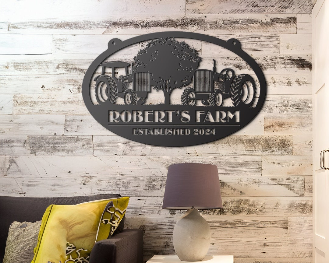 Personalized Oval Tractor and Wagon Farm Scene, Custom Your Own Metal ...