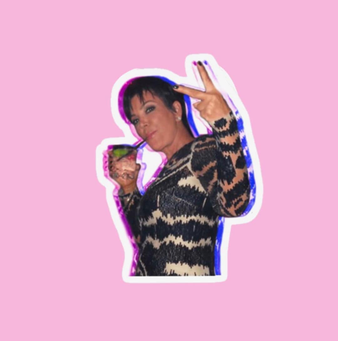 Kris Jenner Throwing Peace Sign Sticker, Laptop, Water Bottle ...
