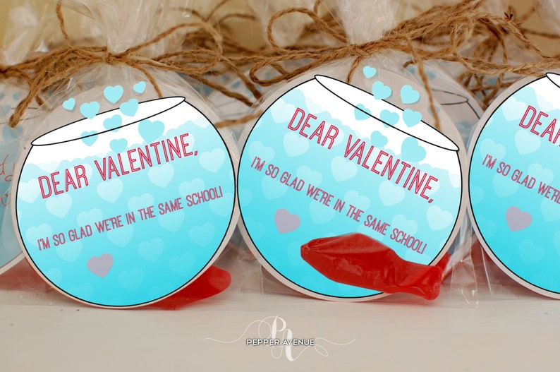Fish Bowl 'same School' Valentines Day Favors - INSTANT DOWNLOAD ...