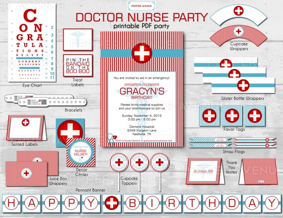Doctor Nurse Party Package Birthday or Graduation Party | Etsy