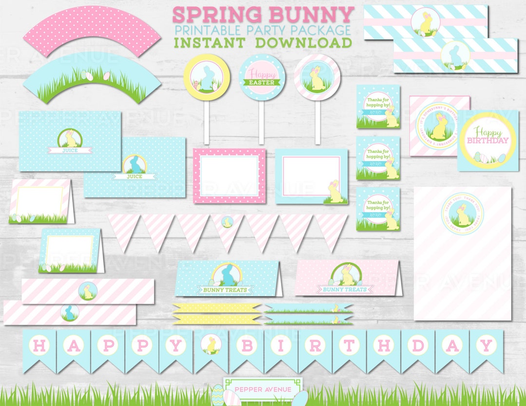 Bunny Party Package - Instant Download - Easter Bunny Party, Egg Hunt ...
