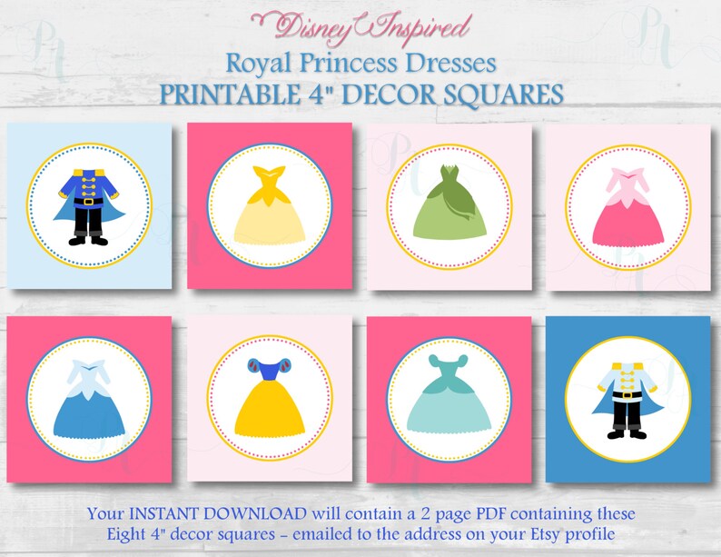 Royal Princess Dresses Cake Topper Party Decor INSTANT | Etsy