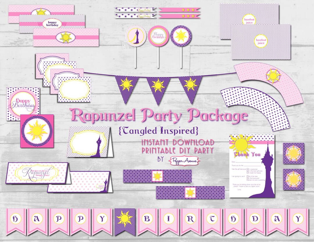 Rapunzel Party or Tangled Party {inspired} Birthday Package - Printable ...