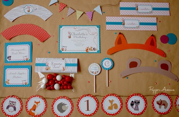 Woodland Forest Friends Party Package Diy Printables | Etsy
