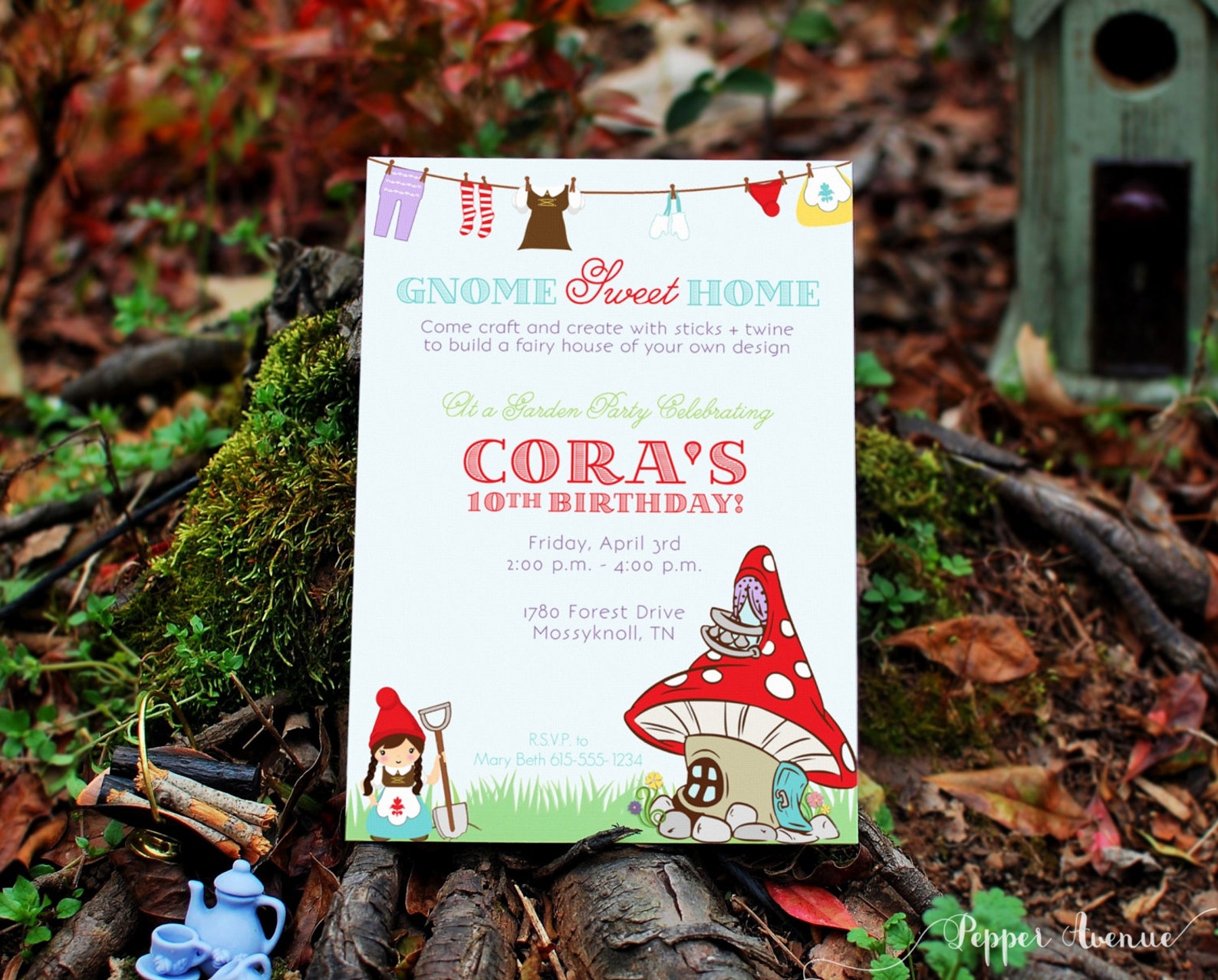 Gnome Home Party Invitation - DIY Printable PDF File - Craft Party ...