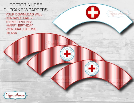 Doctor or Nurse Party Cupcake Wrappers Blank Birthday | Etsy
