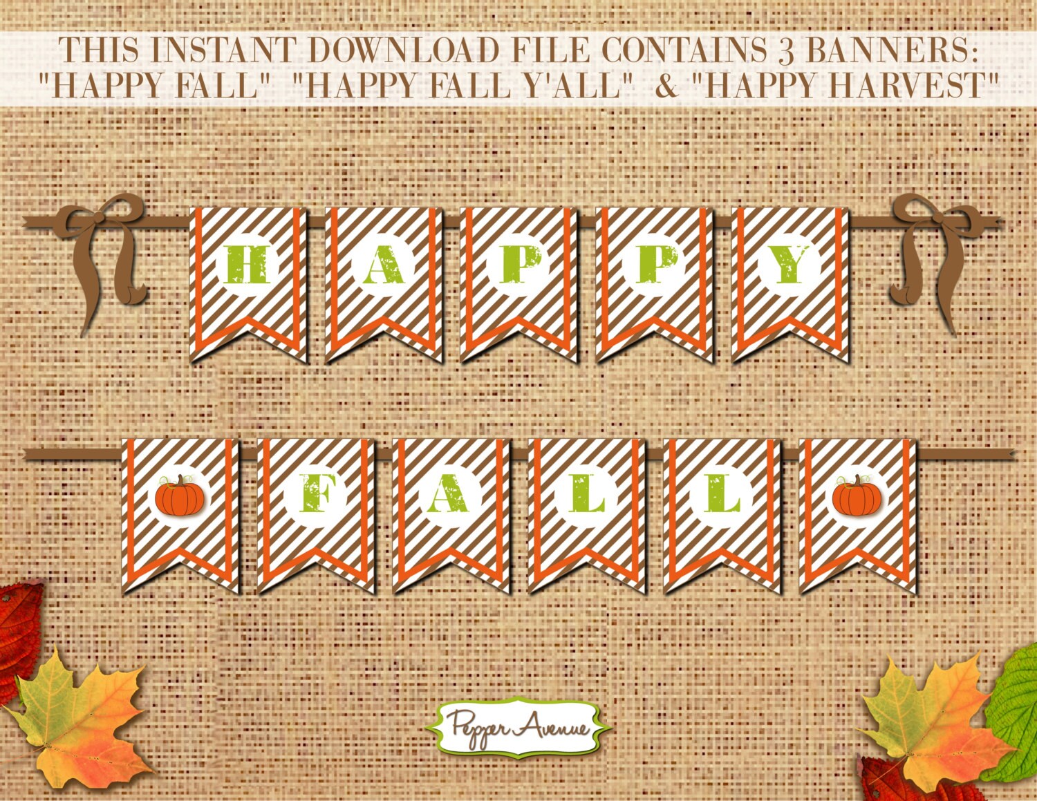 Fall Festival Pennant Banner INSTANT DOWNLOAD Pumpkin | Etsy