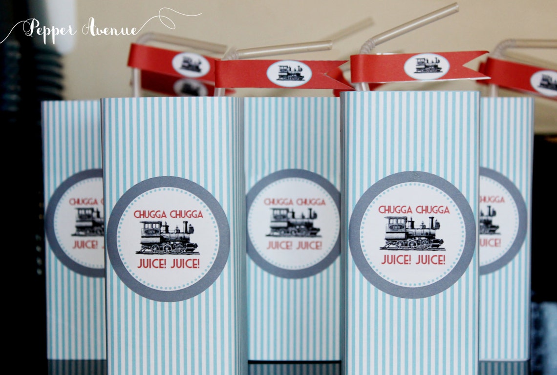 Vintage Modern Train Birthday Party Package - INSTANT DOWNLOAD ...