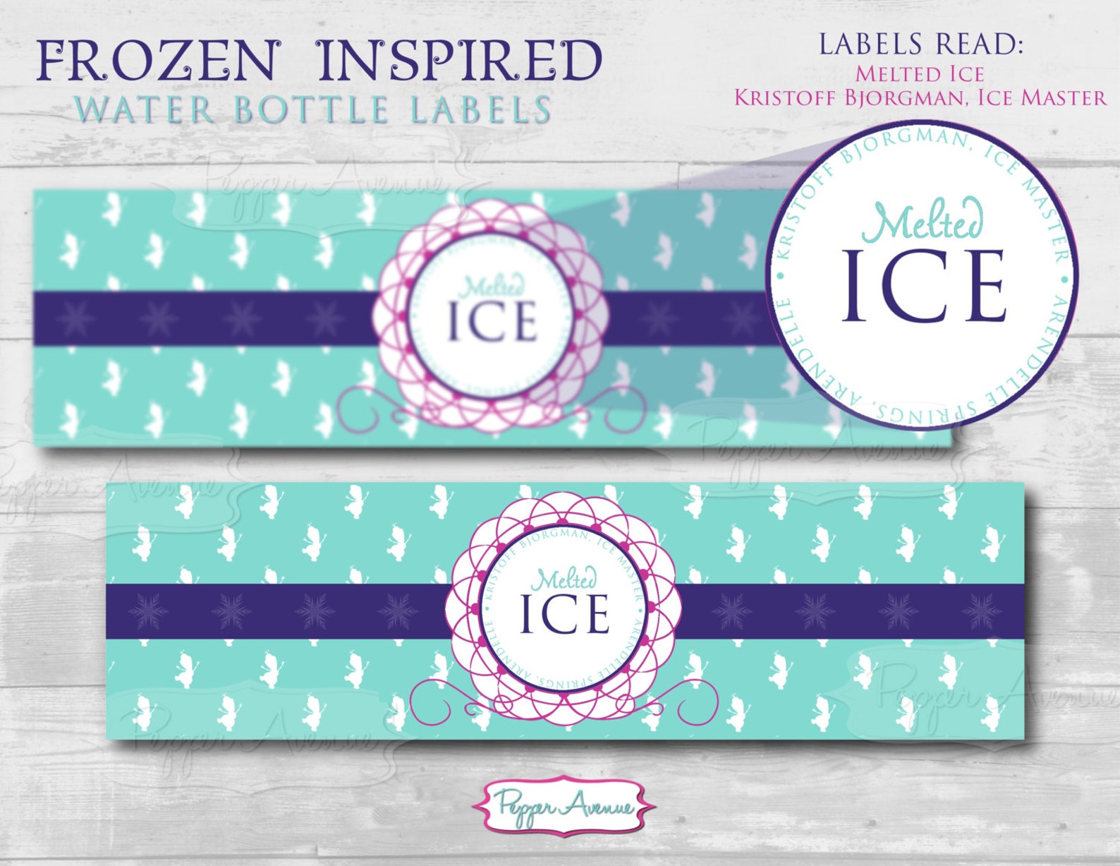 Frozen Party Water Bottle Wrappers DIY Printable Files | Etsy
