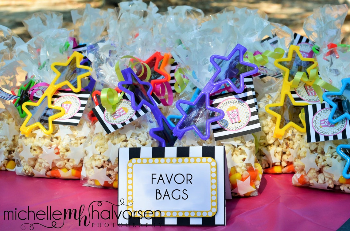 Movie Night Labels - INSTANT DOWNLOAD Food Labels or Drink Labels - Red ...