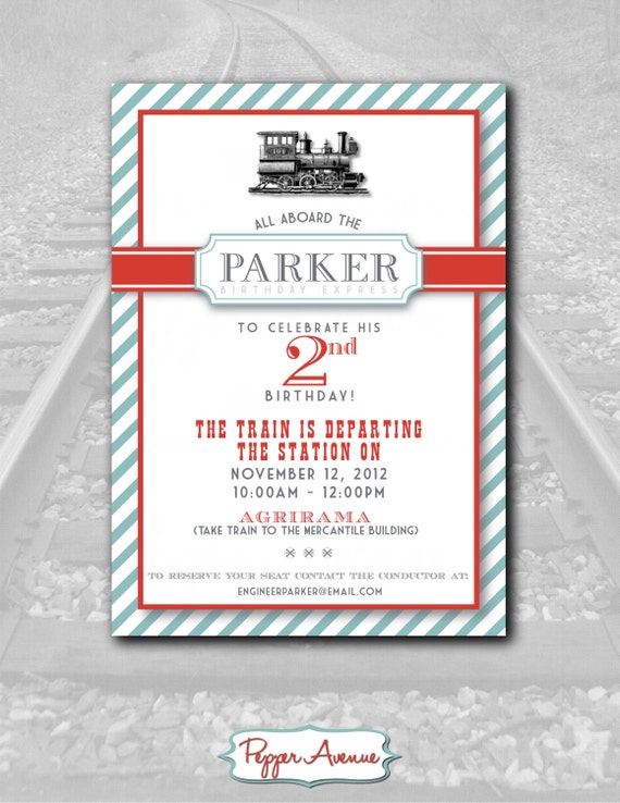 Custom Vintage Modern Train Party Invitation DIY Printable | Etsy