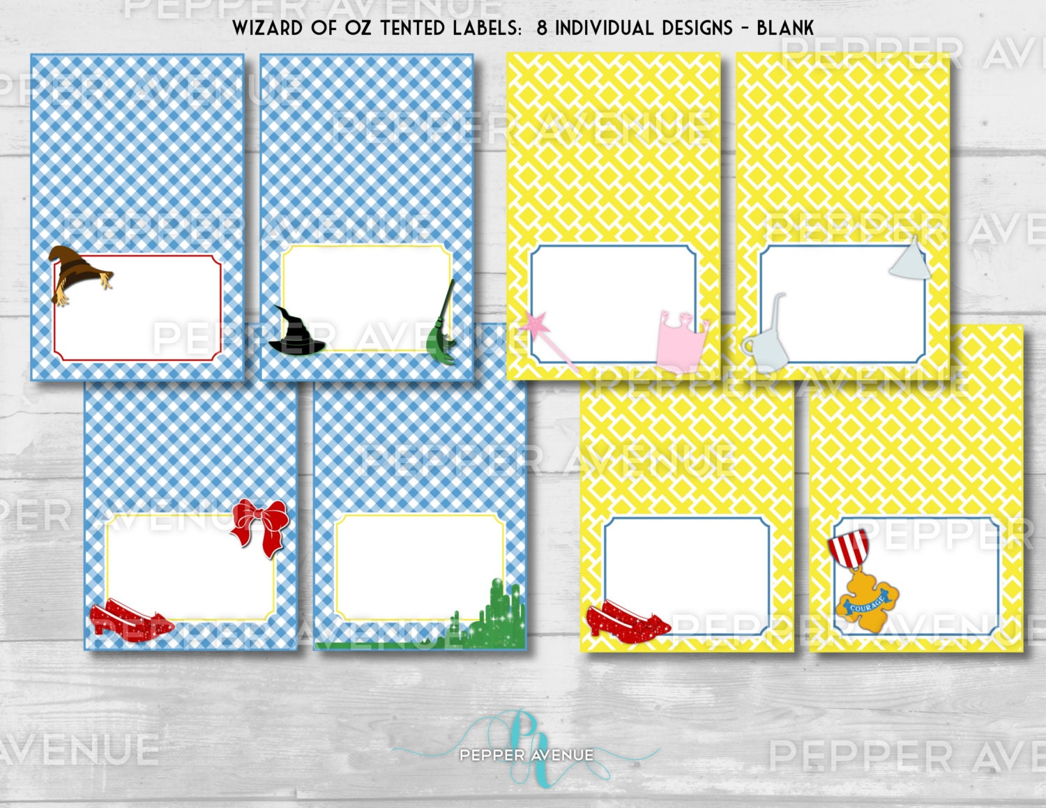 Wizard of Oz BLANK Tented Labels- 8 Different Designs - DIY Print at ...