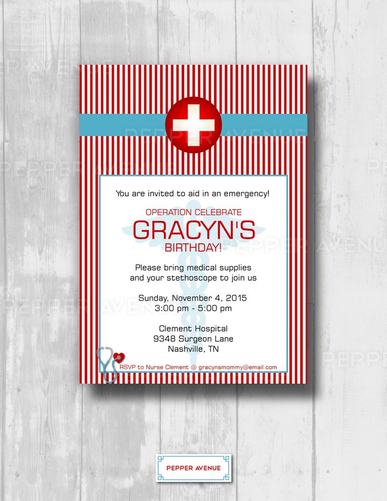 Dr. Nurse Party Invitation - DIY Print-at-home PDF File - Etsy