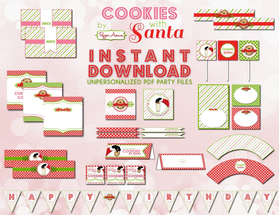 INSTANT DOWNLOAD - Cookies With Santa Party Package - Birthday ...