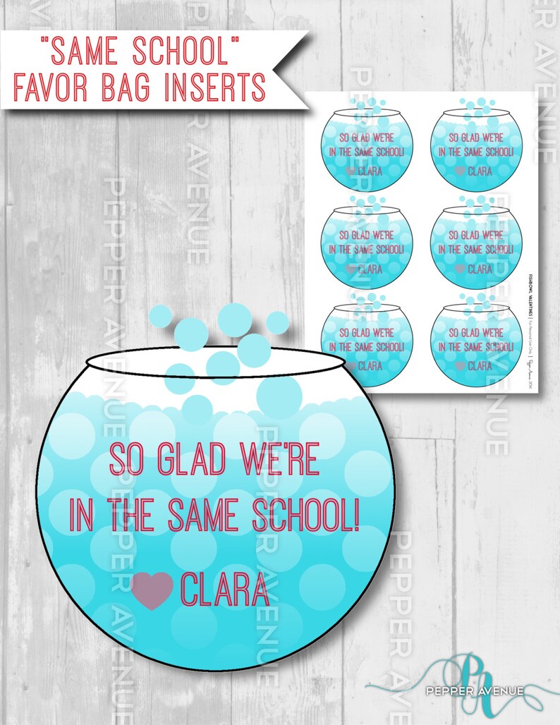 Back to School 'so Glad We're in the Same School' - Fish Bowl Favor Bag ...