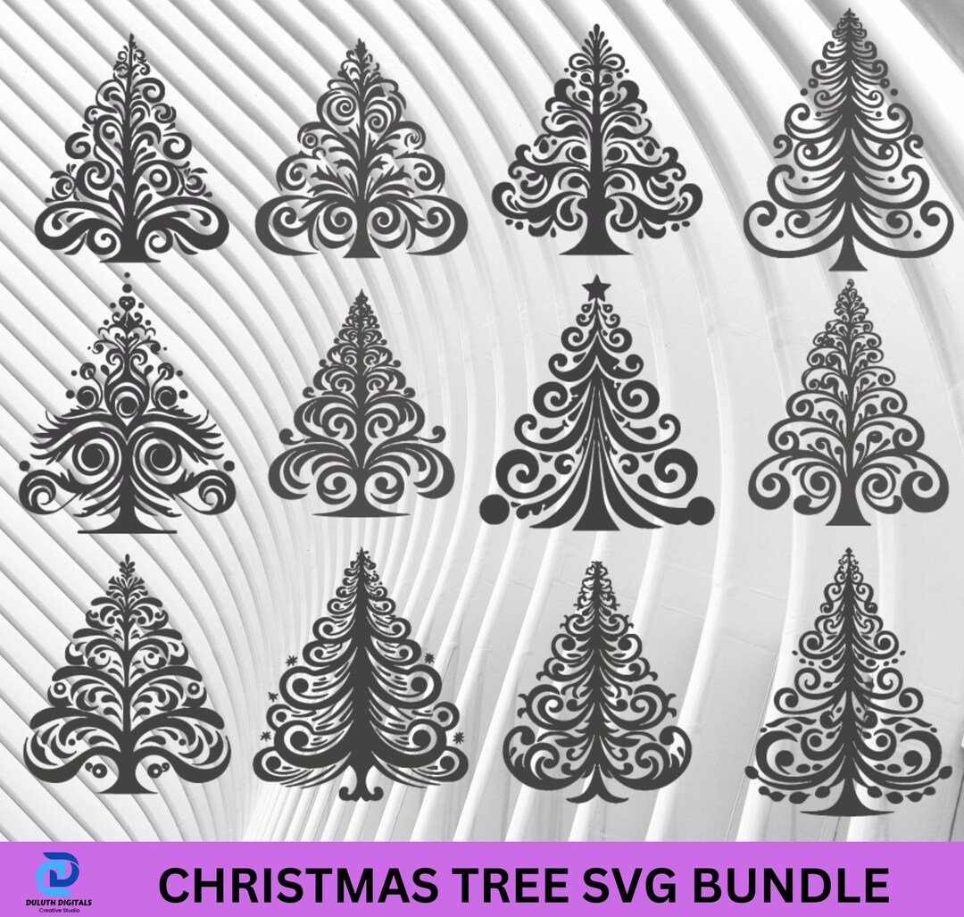 Christmas Tree SVG Bundle, Pine Tree SVG, Pine Tree Clipart, Christmas ...