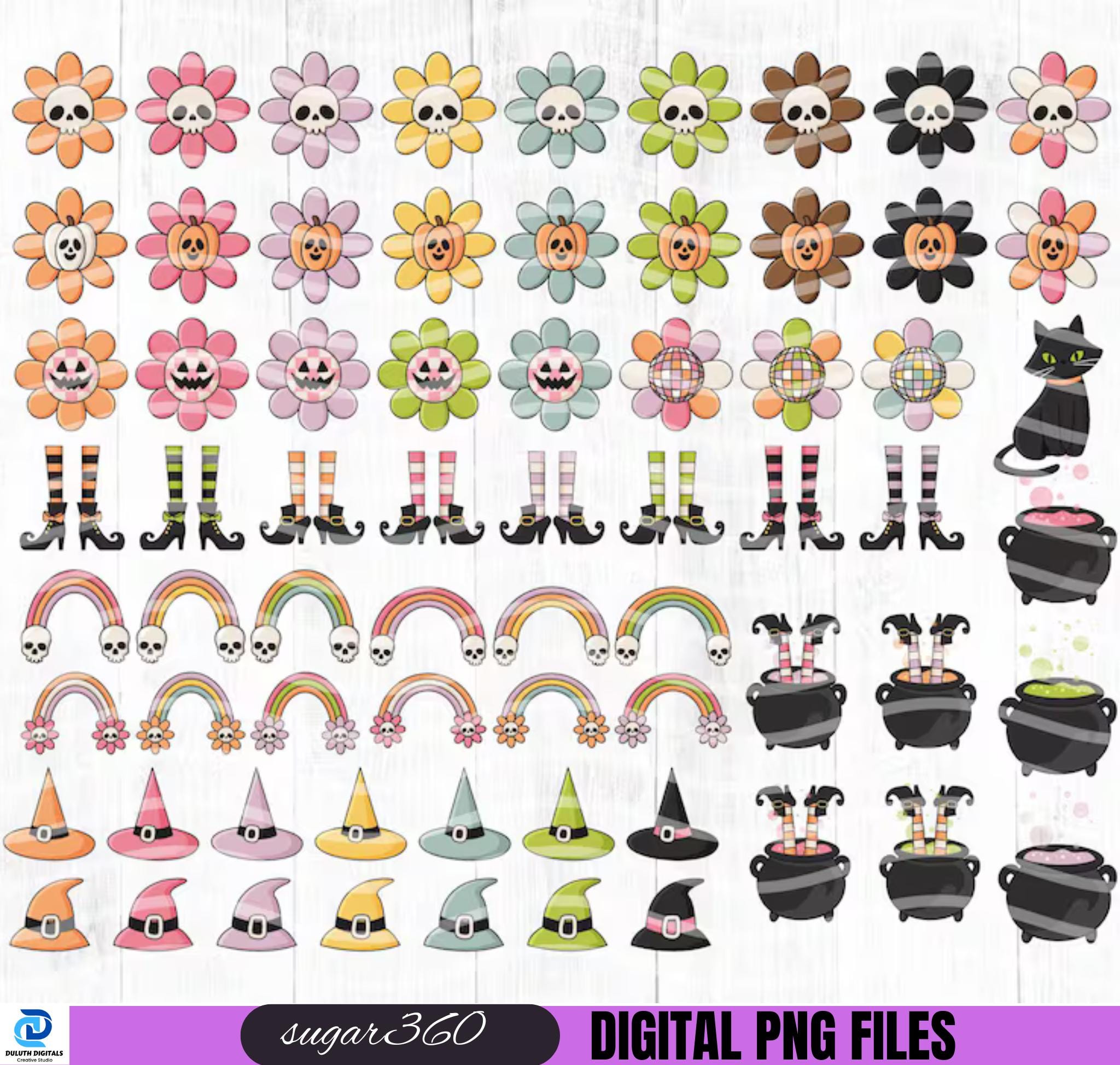Retro Halloween Pink Clipart, Cute Groovy Halloween Clipart Spooky ...