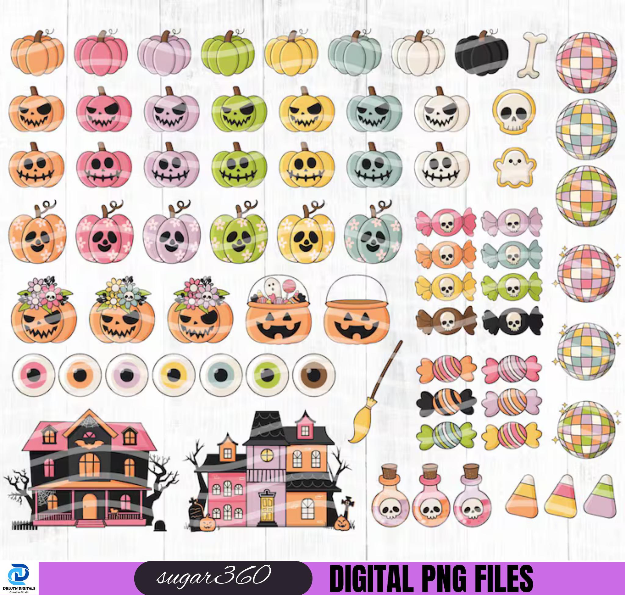 Retro Halloween Pink Clipart, Cute Groovy Halloween Clipart Spooky ...