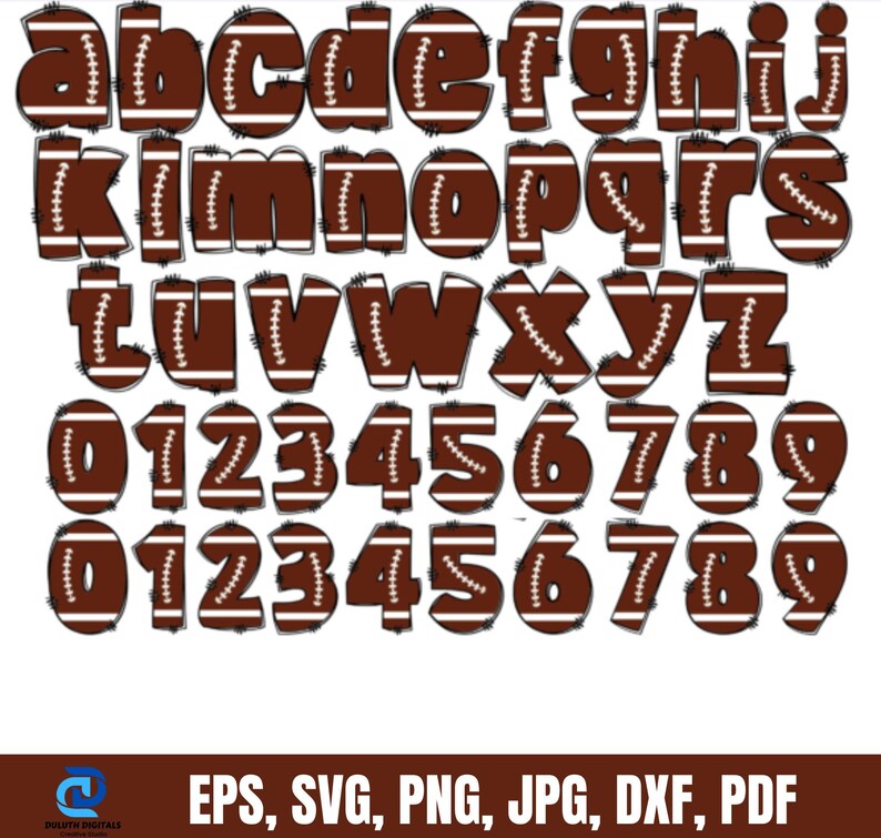 Football Alphabet and Numbers PNG Bundle, Varsity Font Png, Football ...