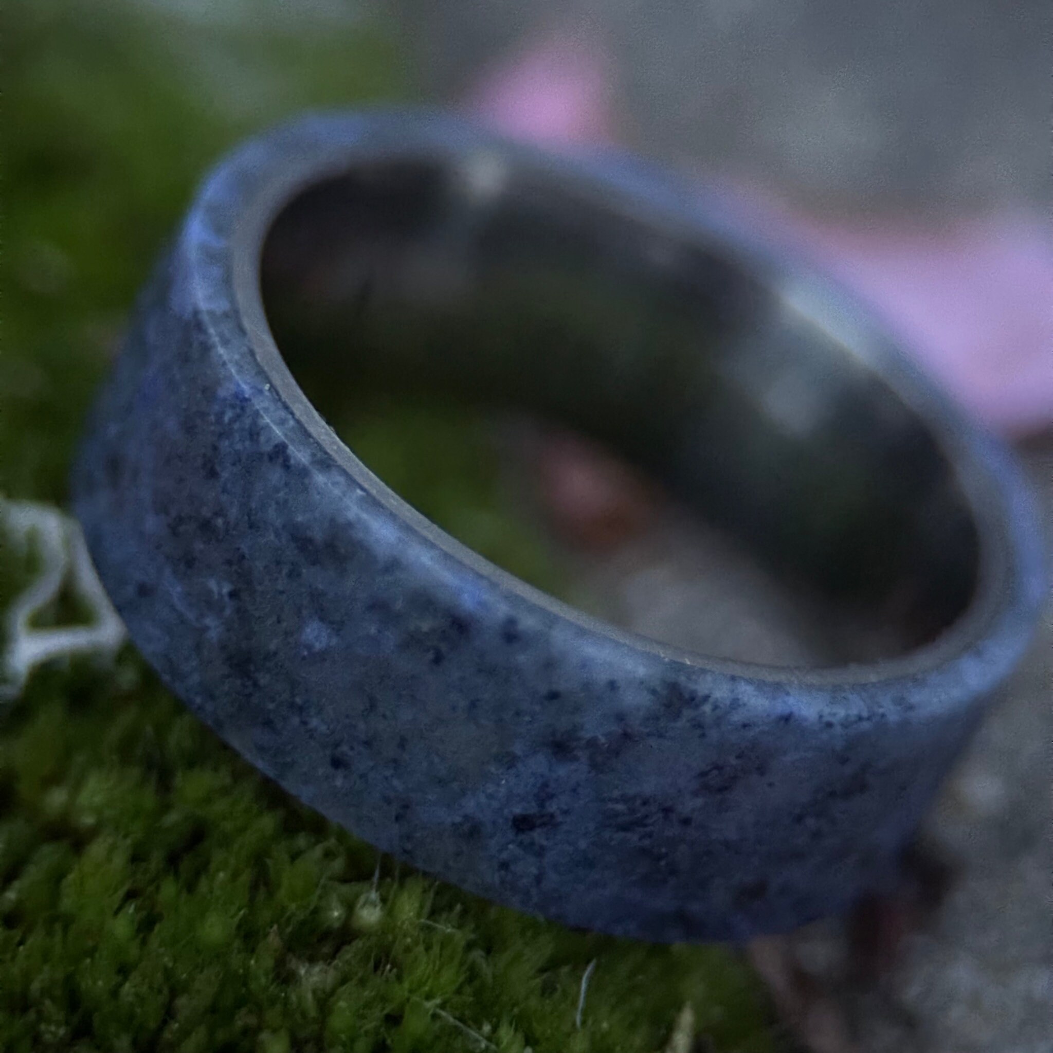 Solid Dumortierite Ring, Solid Rock Band Ring, Solid Mineral Band Ring ...