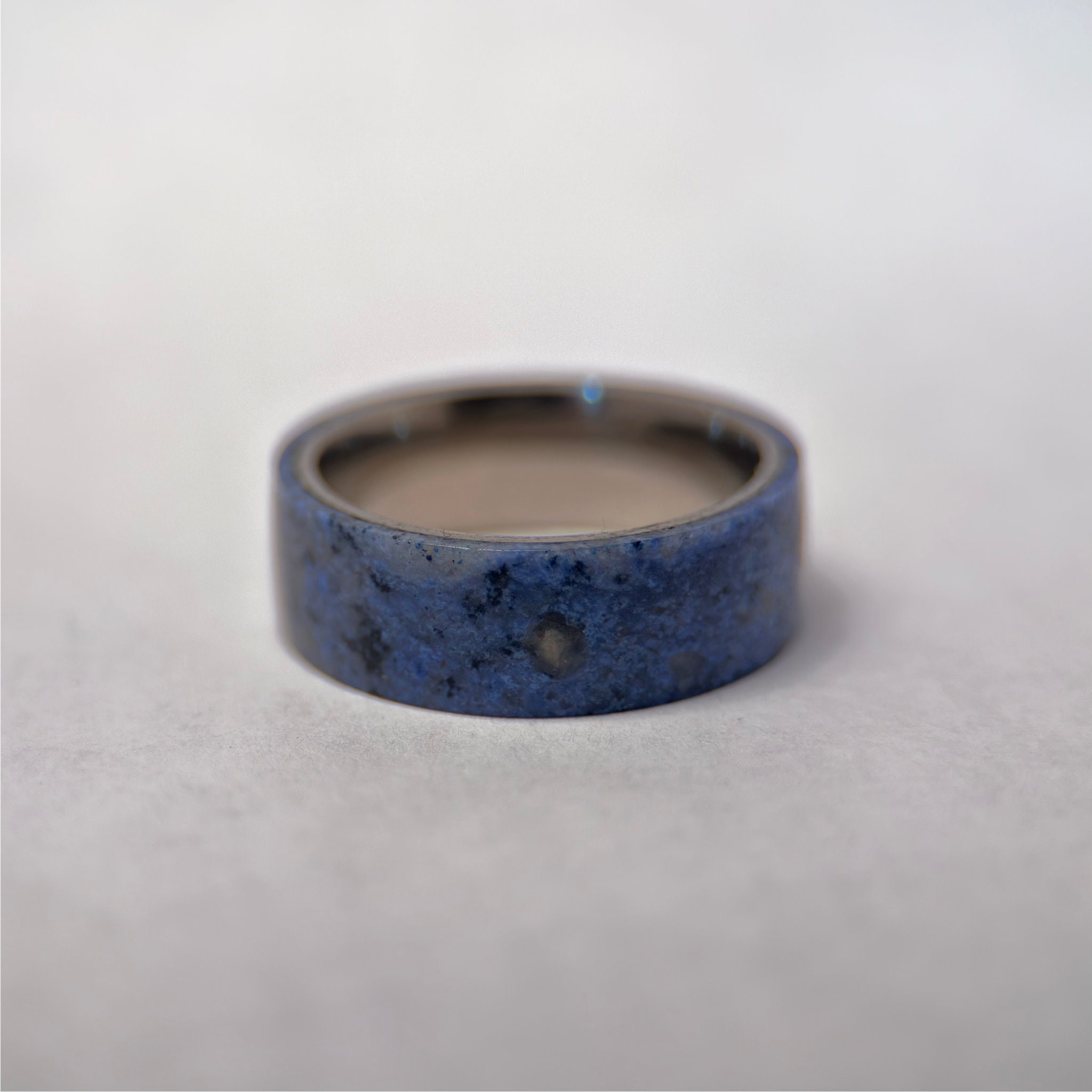 Solid Dumortierite Ring, Solid Rock Band Ring, Solid Mineral Band Ring ...