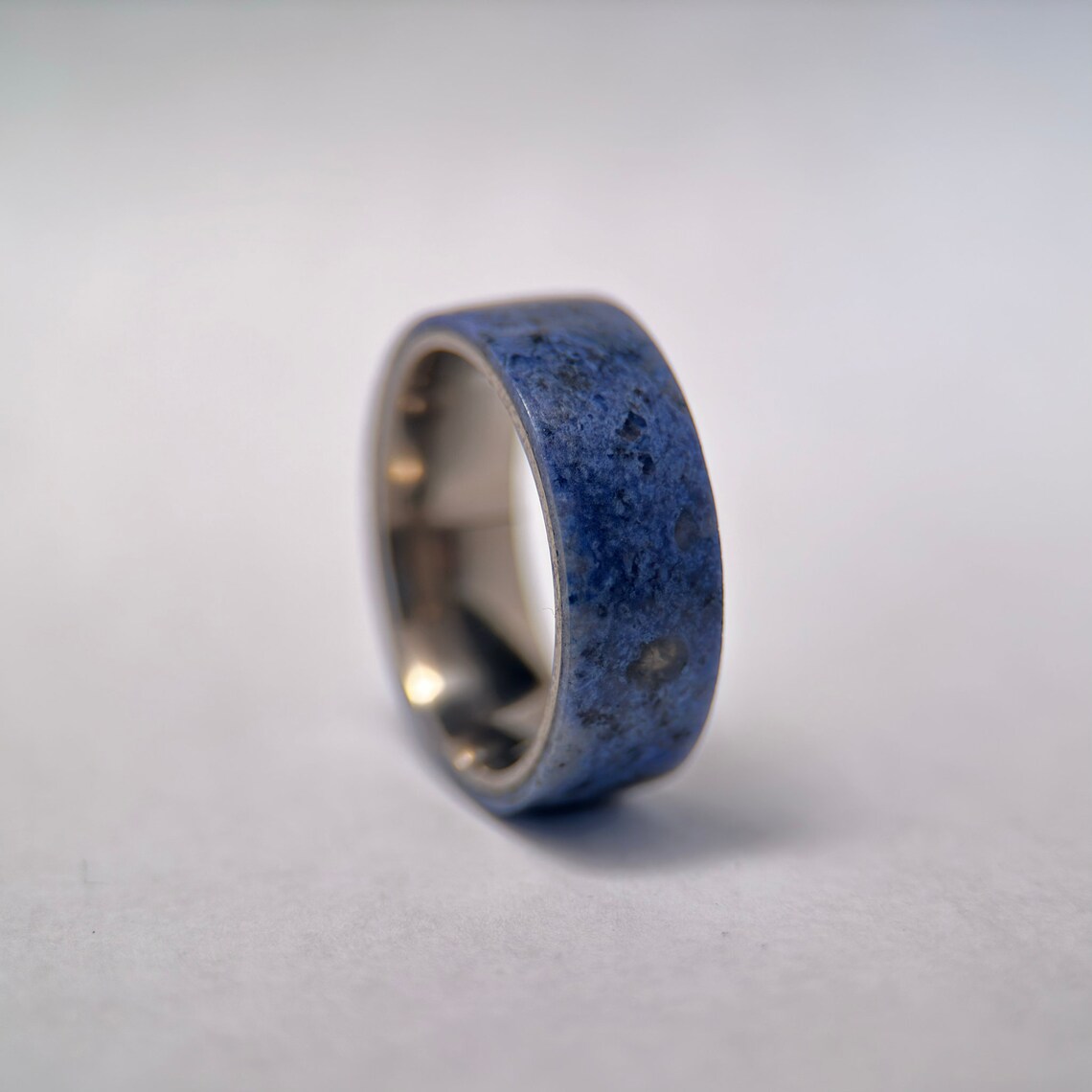 Solid Dumortierite Ring, Solid Rock Band Ring, Solid Mineral Band Ring ...