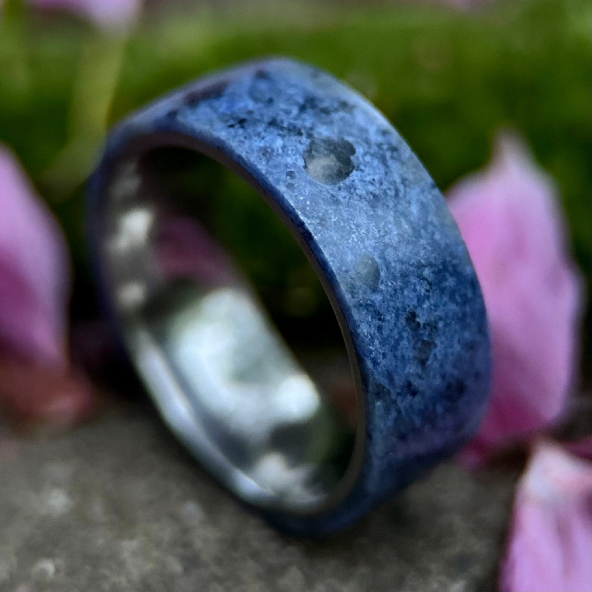 Solid Dumortierite Ring, Solid Rock Band Ring, Solid Mineral Band Ring ...