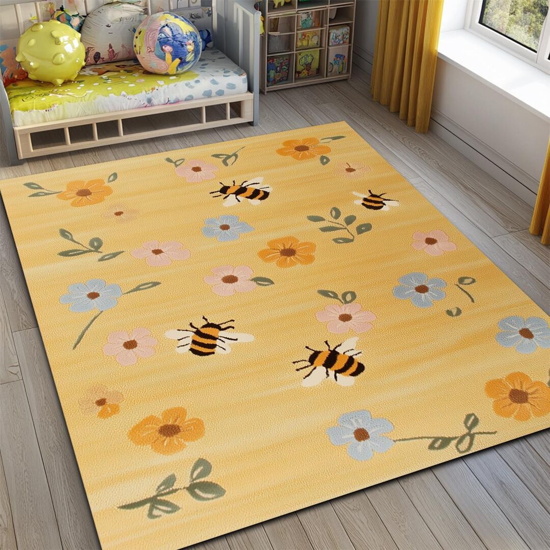 Bee Rug, Honey Bee Gifts, Bee Rug Hooking, Nursery Rug, Rug for Kids ...