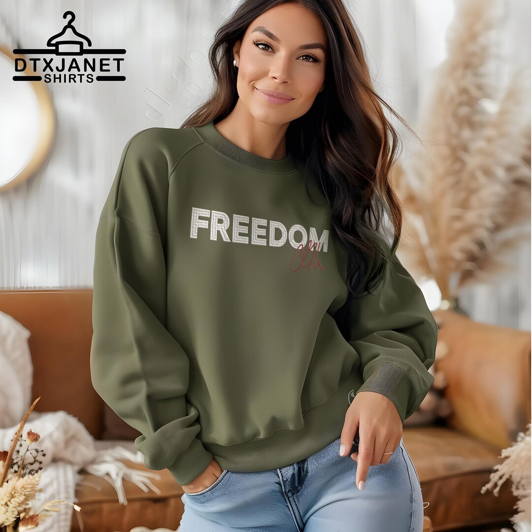Embroidered Charlie Kirk Freedom Sweatshirt, Charlie Kirk Sweater ...