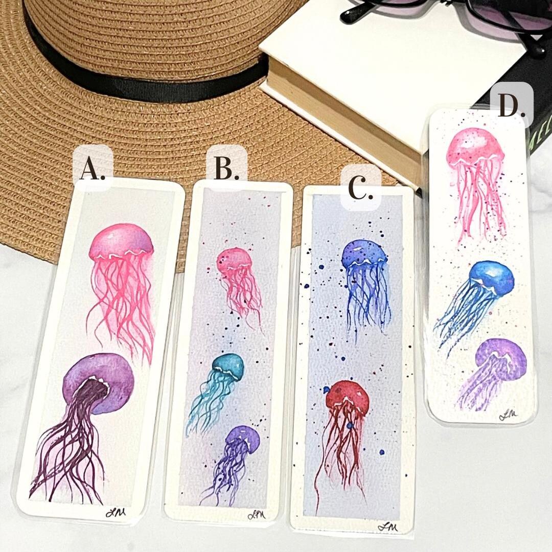 Handmade Laminated Jellyfish Watercolor Bookmark - Etsy
