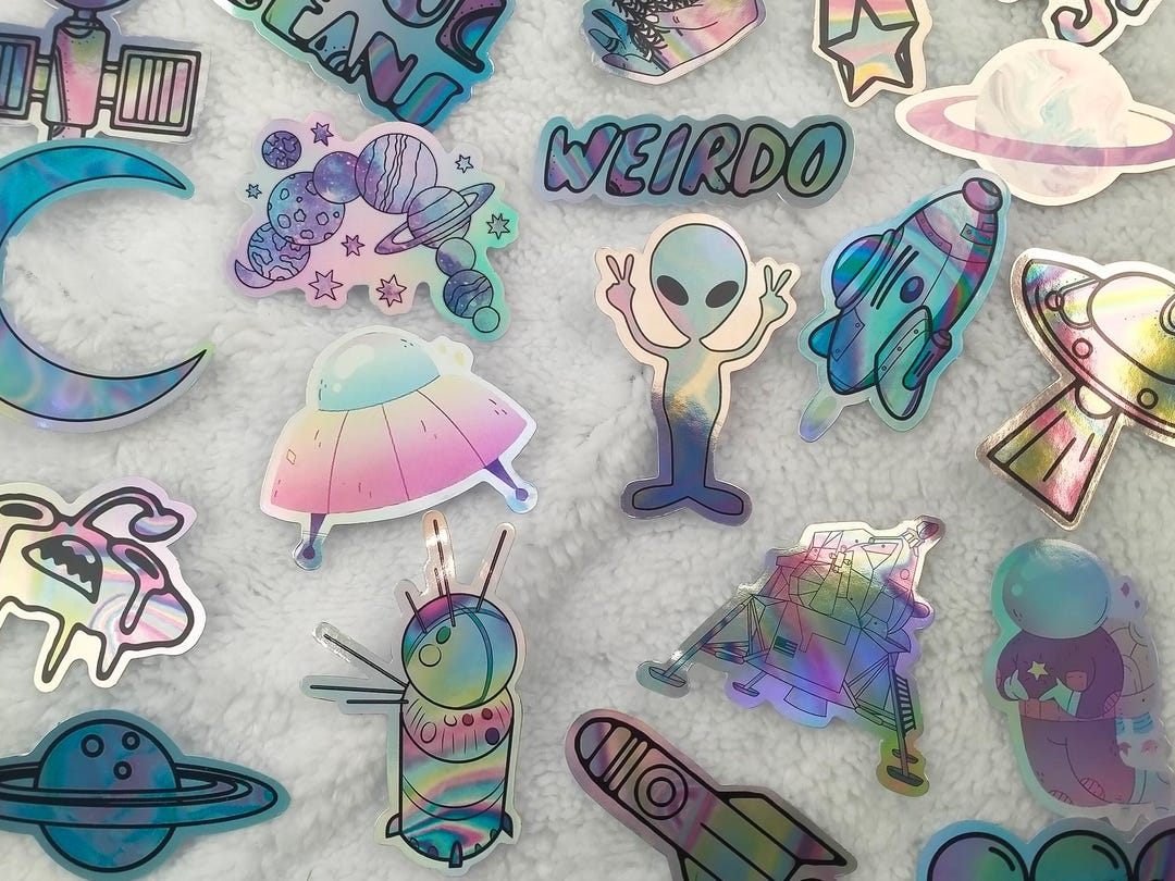 Holographic Laser Outer Space Stickers Waterproof PVC Material ...