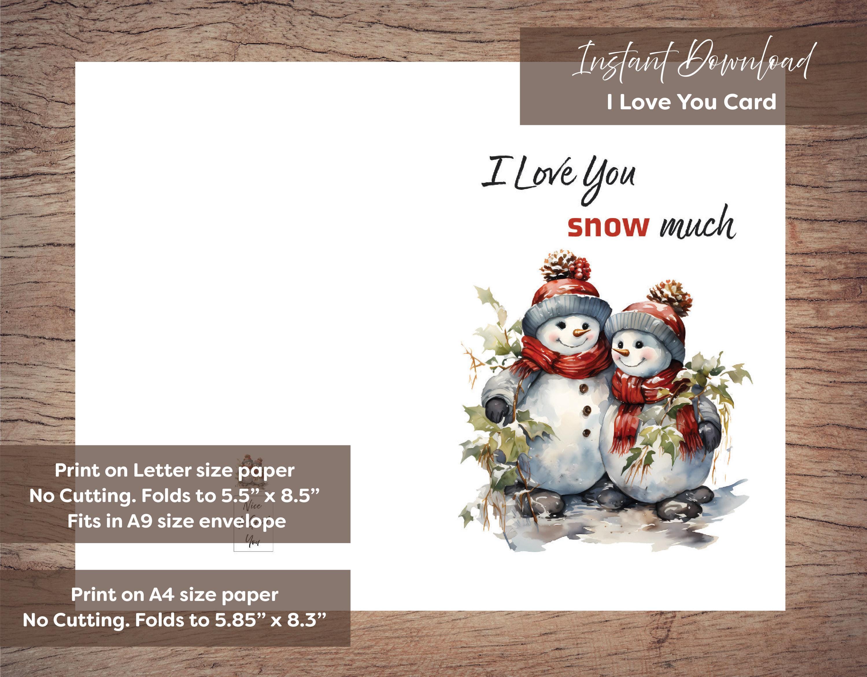 I Love You Card | Printable Love Card | I Love You Snow Much | Funny ...