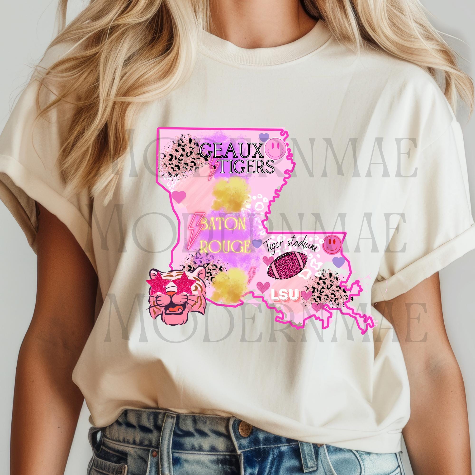 Pink Preppy Louisiana PNG - Etsy