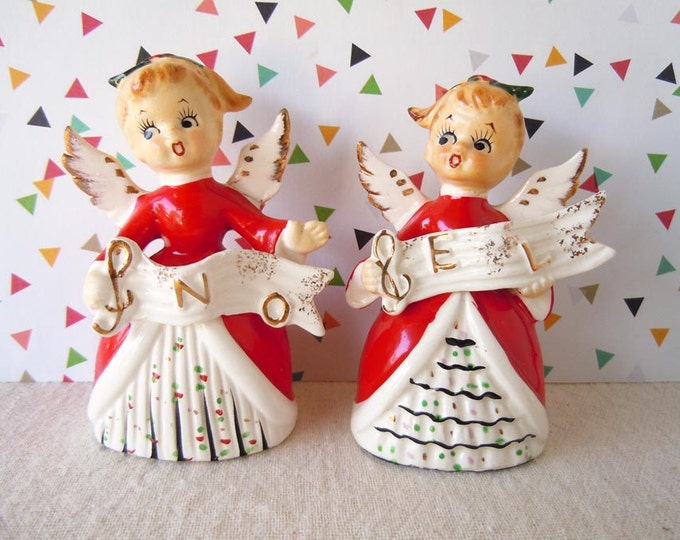 Vintage 1950's Christmas Angels Noel Salt and Pepper Shakers Mid ...