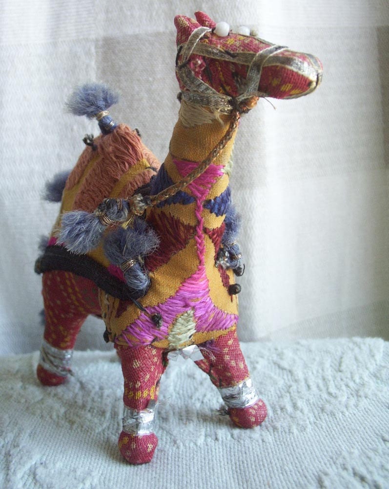 Two Vintage Fabric Patchwork Stuffed Animals Camel Giraffe | Etsy