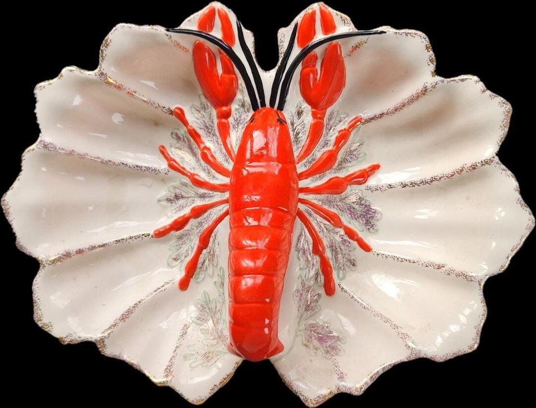 Colorful Vintage Victorian Lobster Dish - Rare Find - Etsy