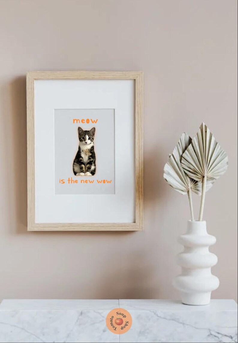 Cute Cat PNG Meow is the New Wow Kitten SVG Cat Design Cat Clipart Meow ...