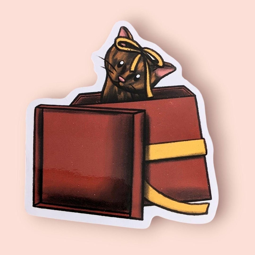 Tortoiseshell Cat, Cute Sticker, Gift for Cat Lovers, Cartoon Vinyl ...