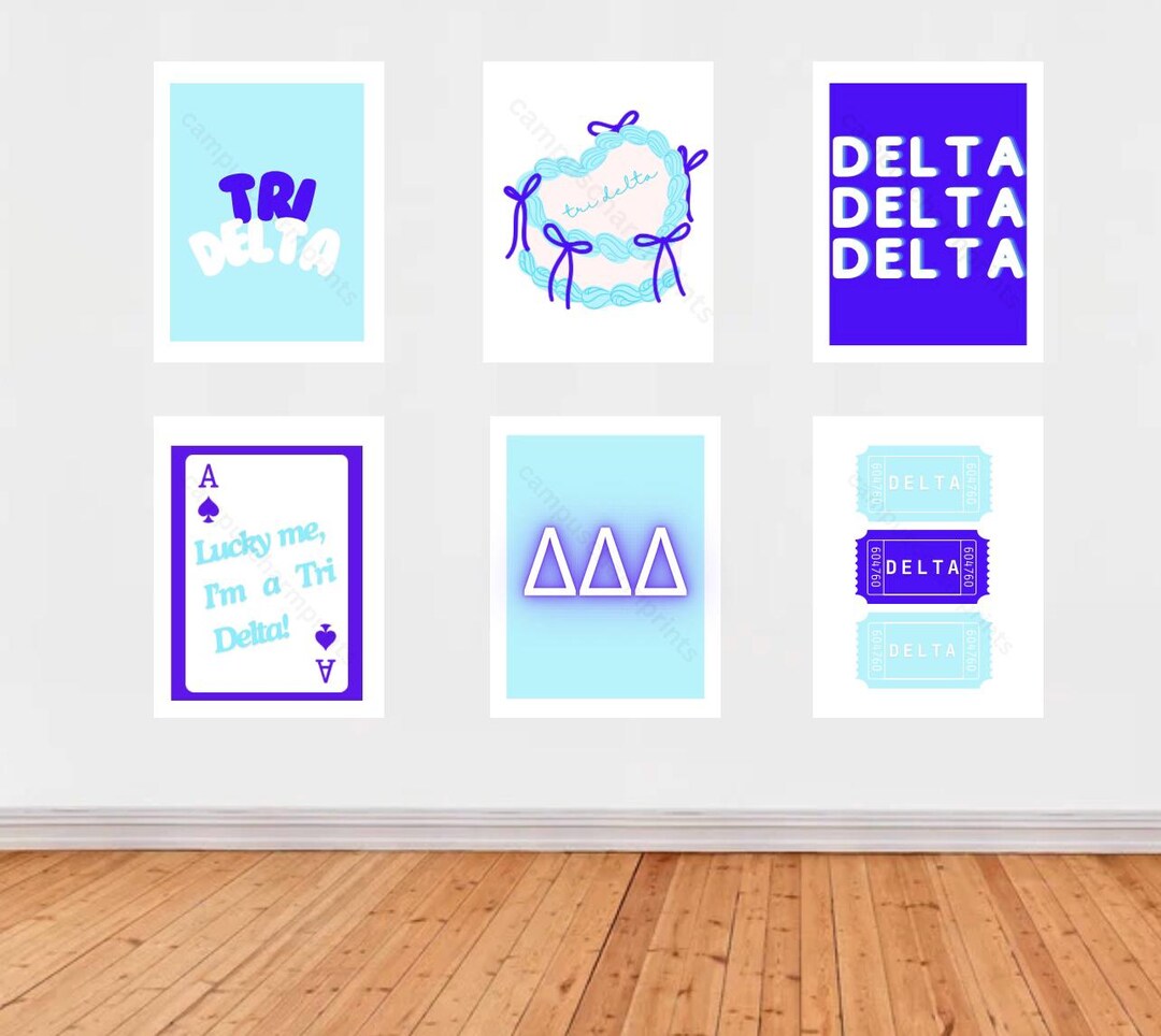 Tri Delta Sorority Prints: College Room Decor, Set of 6 - Etsy