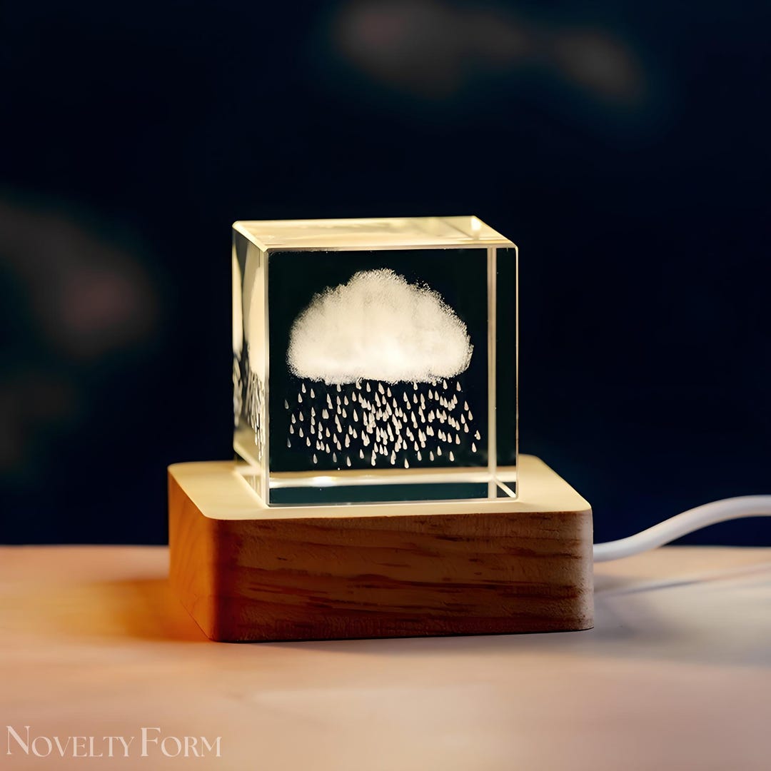 Crystal Cloud Rain Cube – Sky-themed Cloud Sculpture & Paperweight ...