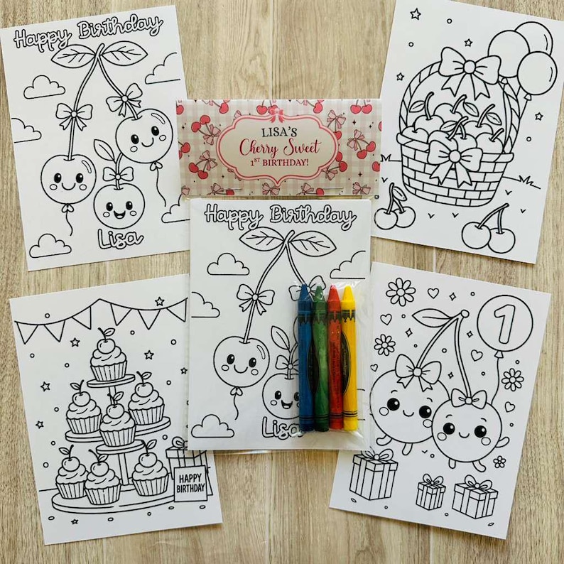Cherry Sweet Birthday Party Favor, Cherry on Top Coloring Pages ...