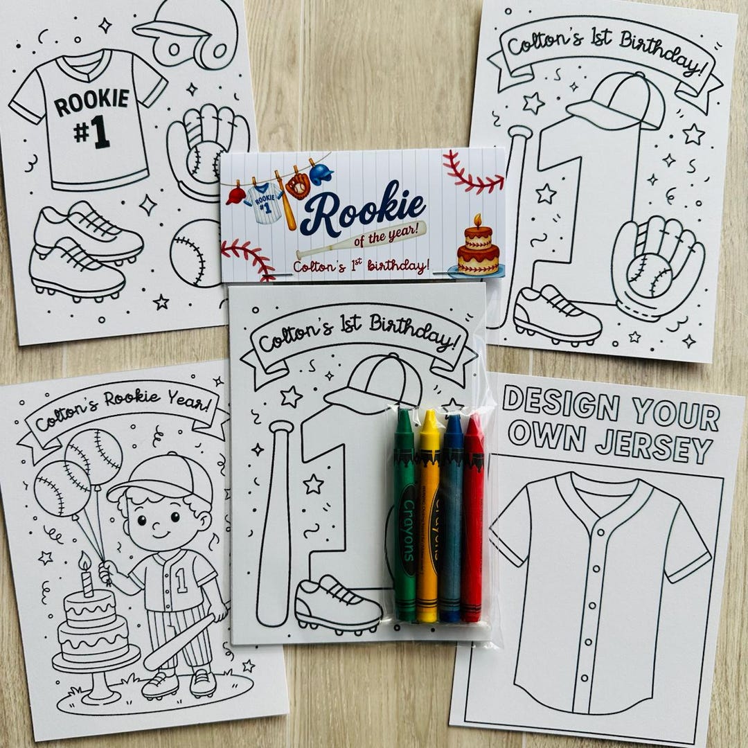 Rookie of the Year Party Favor, Baseball Coloring Pages With Crayons ...