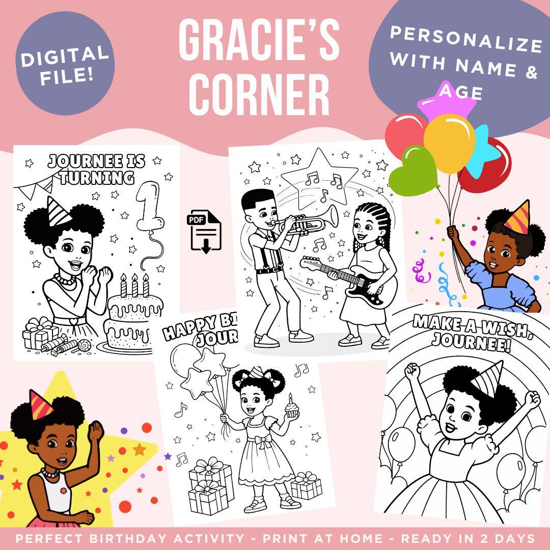 Gracie Corner Personalized Coloring Pages, Gracie's Party Favor ...