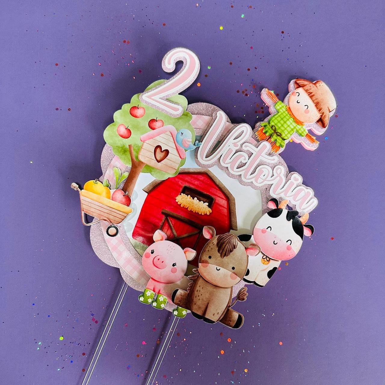 Farm Animal Cake Topper 2nd Birthday Cake Topper Farm Party Decorations ...
