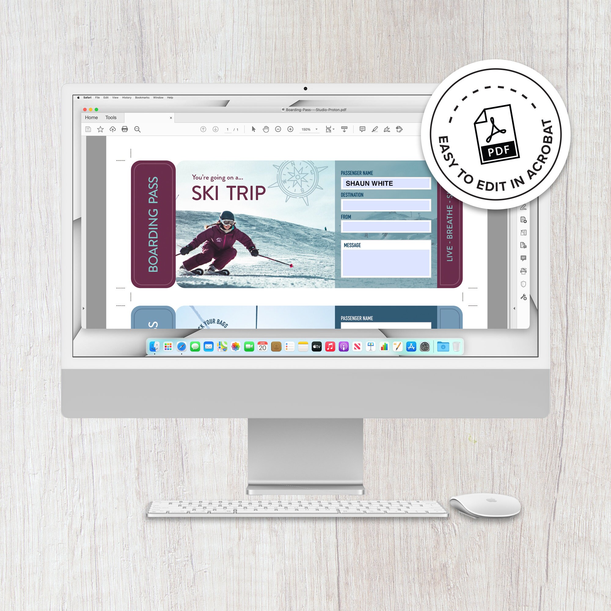 Skiing & Snowboarding Printable Surprise Trip Tickets Vacation Ticket ...