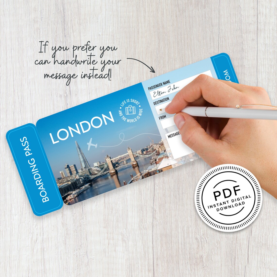 London Printable Surprise Trip Tickets Vacation Ticket - Etsy