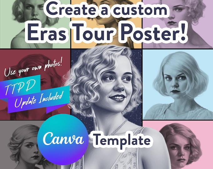 Custom Eras Tour Poster Canva Template: TTPD Party Theme (digital ...