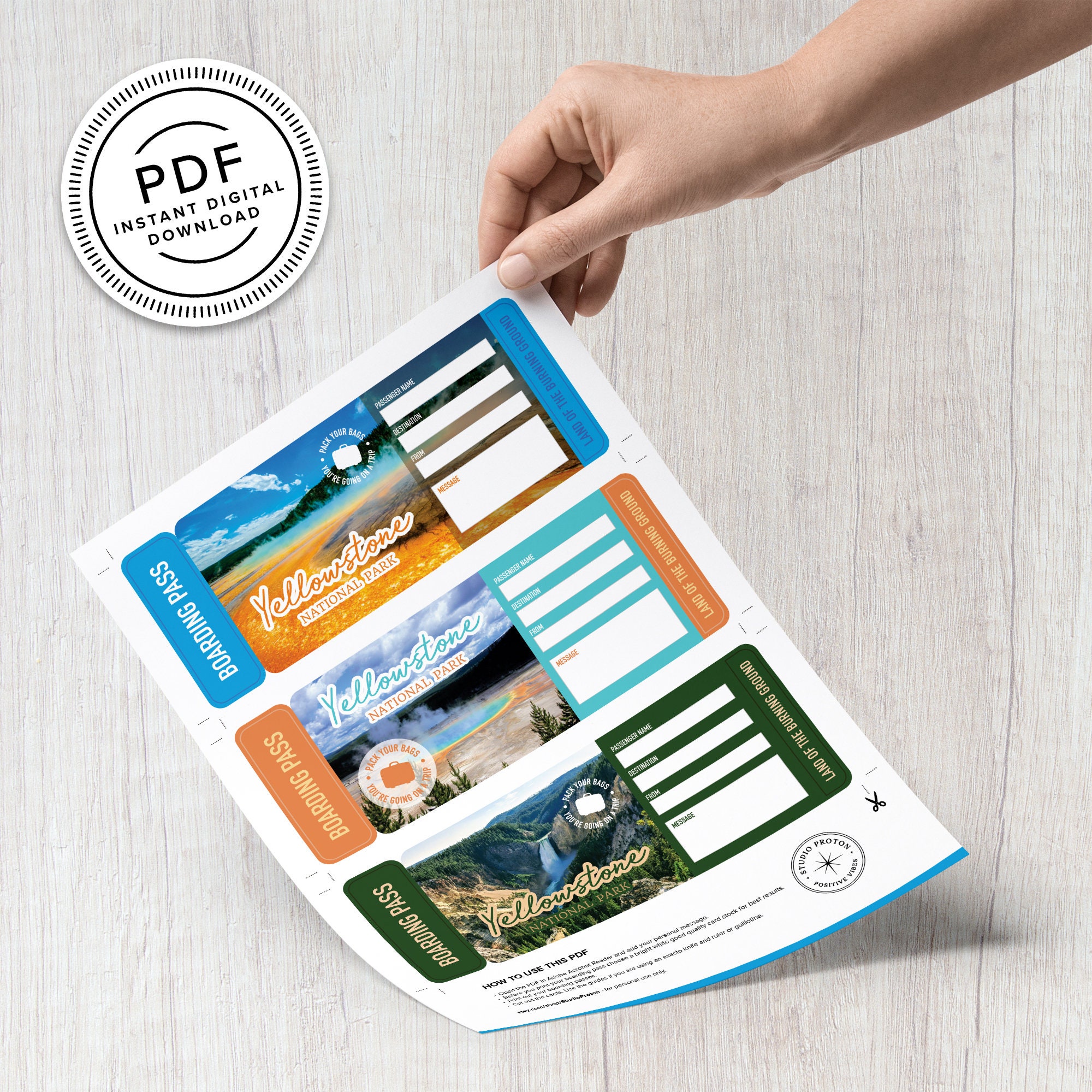 Yellowstone National Park Printable Surprise Trip Tickets - Vacation ...